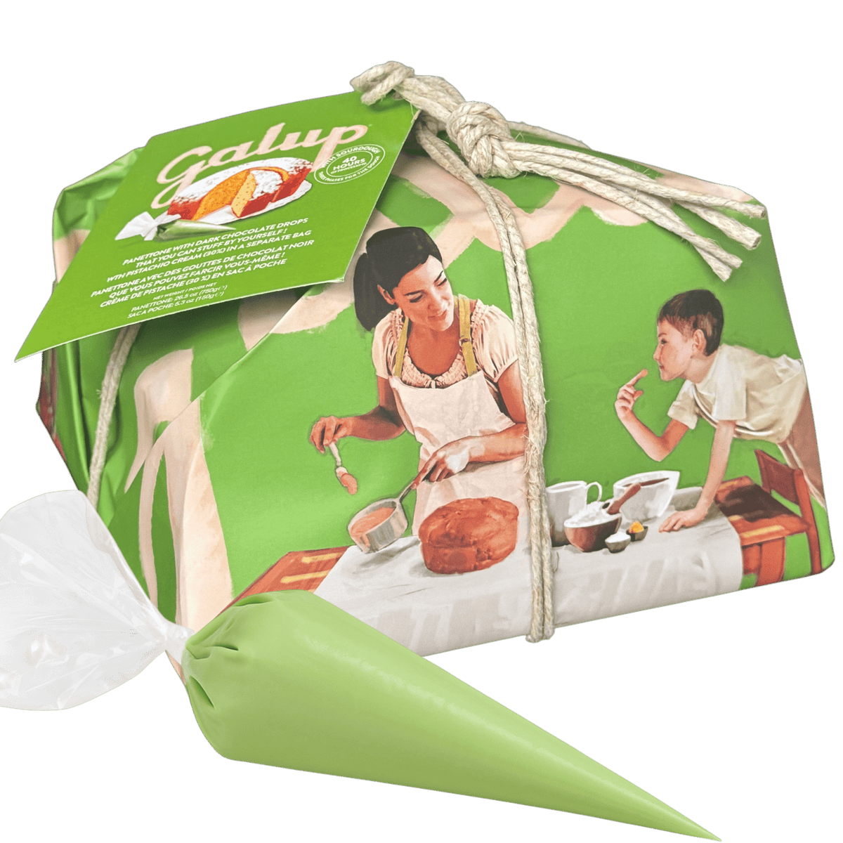 Galup Panettone with Dark Chocolate & Pistachio Cream 900g — Feast Italy