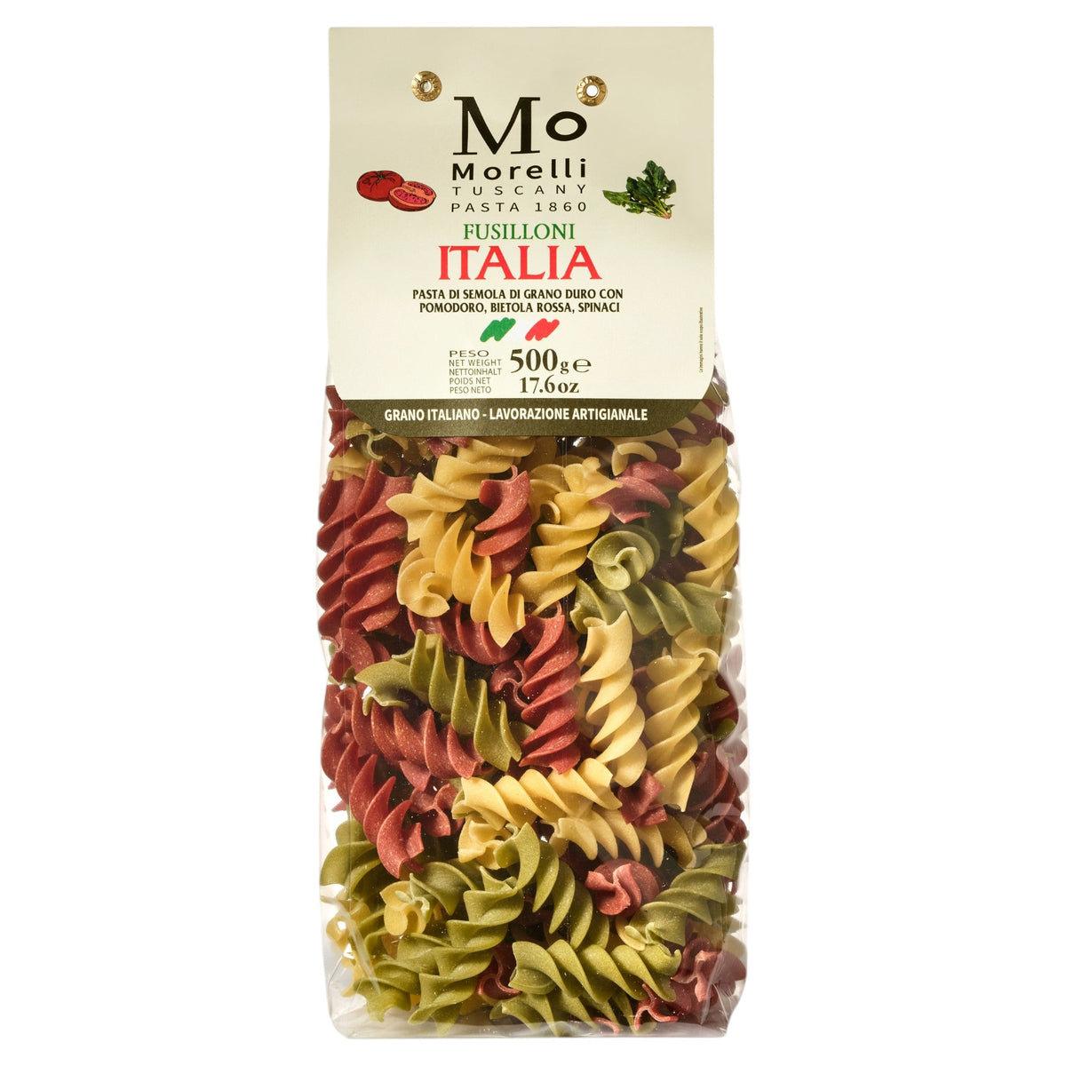 Fusilloni Italia – Spinach, Tomato & Beet Pasta Tuscany 500g | Feast Italy